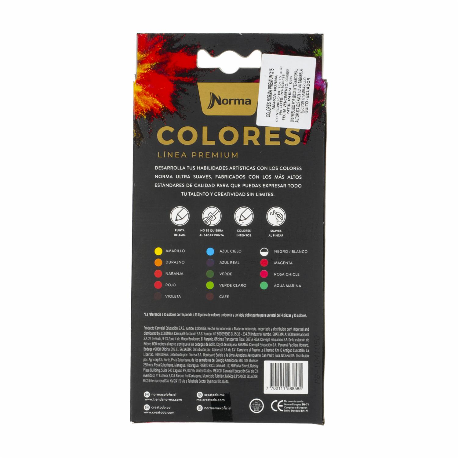 Lápices De Colores Premium NORMA X 15 Uds - Megamaxi