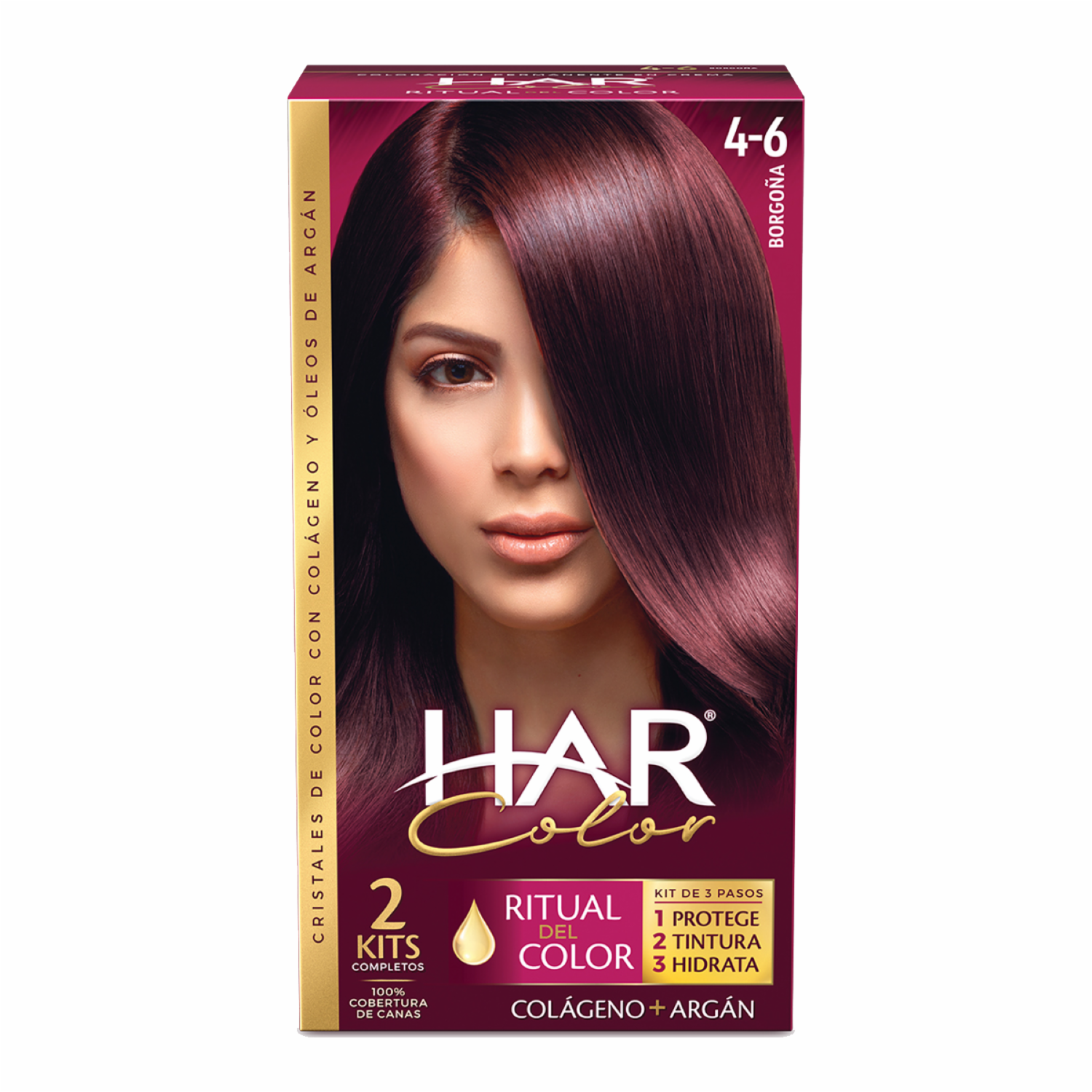 Tinte De Cabello Color Borgonia Rojizo 4-6 HAR 100 G - Megamaxi
