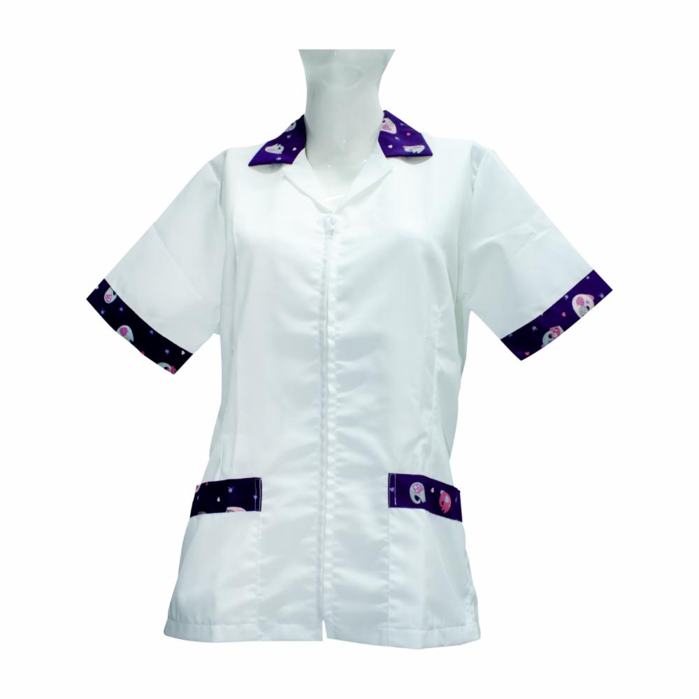 Chaqueta De Uniforme Lady Flor Blanco Con Morado Manga Corta EL ...