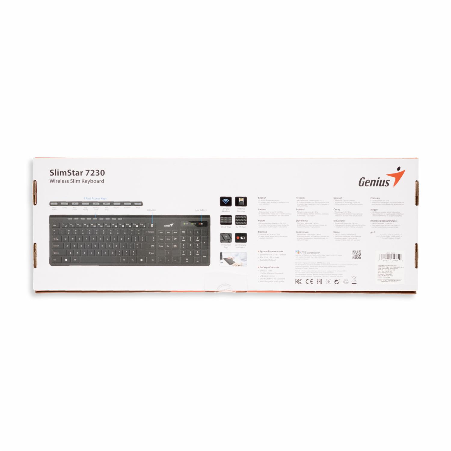 Teclado USB SP Modeo Slimstar 7230 Wireless Negro GENIUS Inalámbrica ...